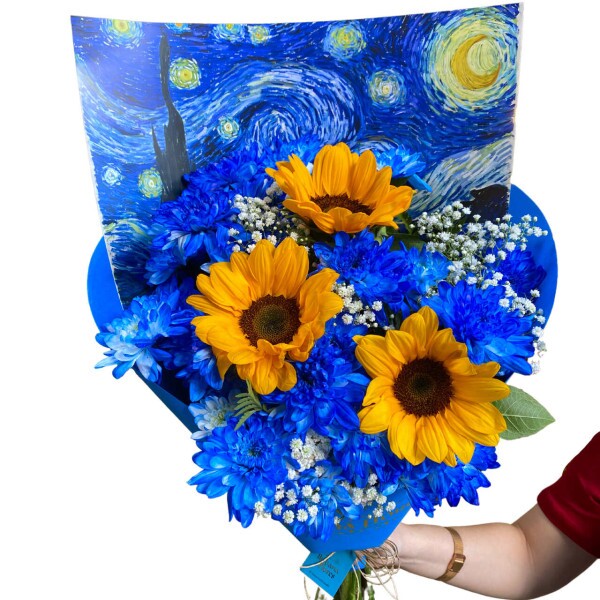 Buquê Noite Estrelada - Van Gogh - Azul